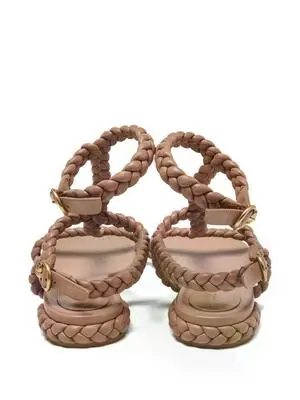 GIANVITO ROSSI Braided Leather Flat Sandals