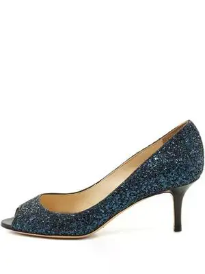 JIMMY CHOO Isabel Glitter Peep-toe Sandals