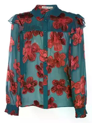 Alice + Olivia Ziggy Floral-print Ruffled Shirt