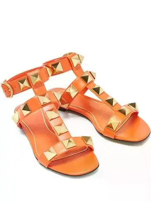 Valentino Garavani Roman Stud Leather Sandals - Orange