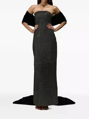 THA SEEN Velvet-panel Maxi Dress