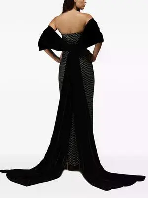 THA SEEN Velvet-panel Maxi Dress
