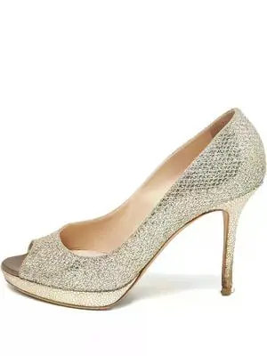 JIMMY CHOO Glitter Peep-toe Pumps