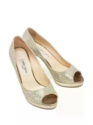 JIMMY CHOO Glitter Peep-toe Pumps