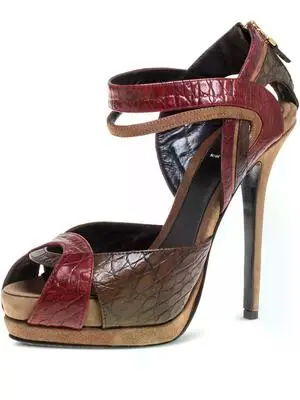 Fendi 130mm Croc-embossed Platform Heeled Sandals - Multicolour