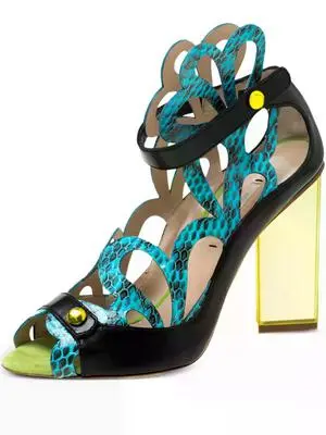 NICHOLAS KIRKWOOD 100mm Python Leather Sandals - Black