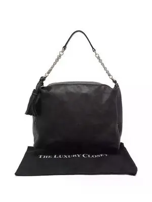 Carolina Herrera Leather Tassel Shoulder Bag - Black
