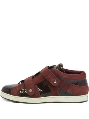 JIMMY CHOO Suede And Patent Leather High Top Sneakers - Red