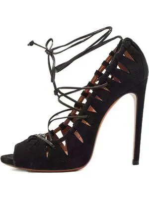 ALAÏA 130mm Lace-Up Suede Pumps