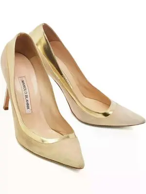 Manolo Blahnik Gold Tone Pumps