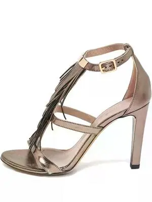 Chloé 95mm Fringe Leather Sandals - Gold