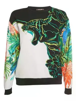 Roberto Cavalli Graphic-embroidered Cotton Sweatshirt - Black
