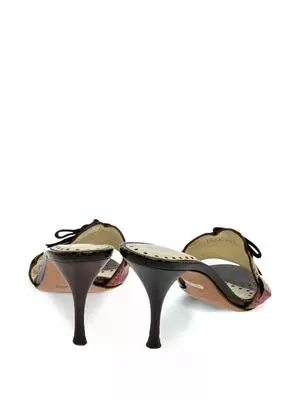 Saint Laurent 95mm Snakeskin Bow Sandals - Neutrals