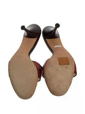 Saint Laurent 95mm Snakeskin Bow Sandals - Neutrals