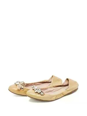 Miu Miu Crystal-embellished Ballet Flats - Neutrals
