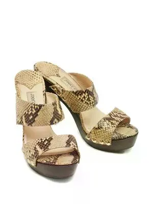 JIMMY CHOO Snakeskin Embossed Platform Sandals