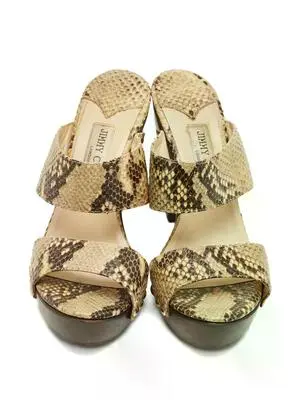 JIMMY CHOO Snakeskin Embossed Platform Sandals