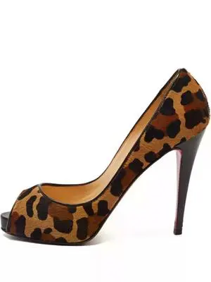CHRISTIAN LOUBOUTIN 120mm Leopard-print Sandals - Brown