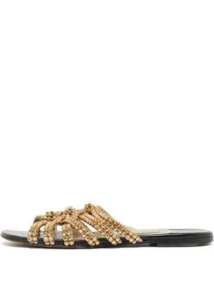 GINA Beaded Strappy Sandals - Gold