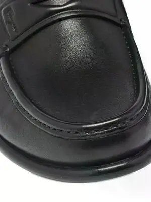 FERRAGAMO Round-toe Leather Loafers - Black