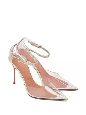 Amina Muaddi 100mm Crystal-embellished Ankle-strap Pumps