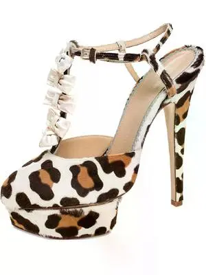 CHARLOTTE OLYMPIA 150mm Leopard-print Bow Sandals - Neutrals