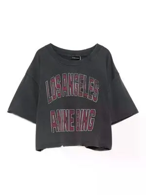 ANINE BING Graphic Cropped T-shirt - Grey