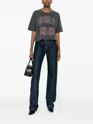 ANINE BING Graphic Cropped T-shirt - Grey