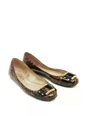 JIMMY CHOO Patent-leather Ballerina Shoes - Brown