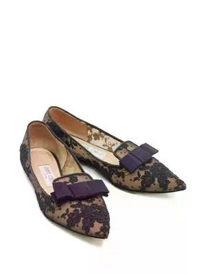 JIMMY CHOO Gala Lace Bow Ballerinas - Black