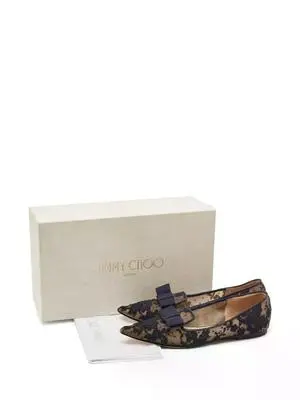 JIMMY CHOO Gala Lace Bow Ballerinas - Black