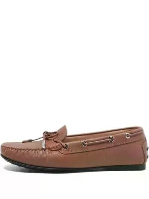 TOD'S Leather Pebble-texture Loafers - Brown