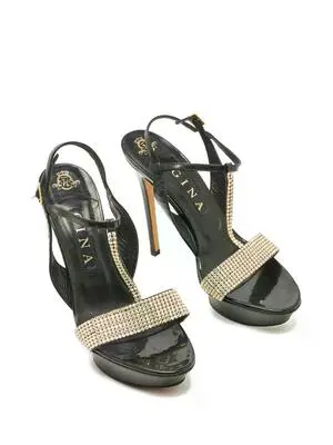 GINA Crystal-embellished T-bar Sandals
