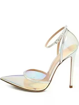 GIANVITO ROSSI Ankle-strap Pointed Pumps - Silver
