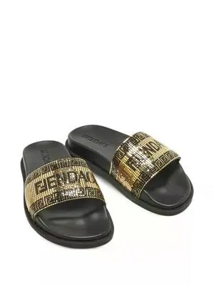 Fendi X Versace Mesh Logo Slides