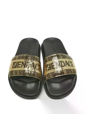 Fendi X Versace Mesh Logo Slides