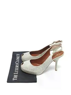 GIUSEPPE ZANOTTI Python-embossed Peep Toe Pumps
