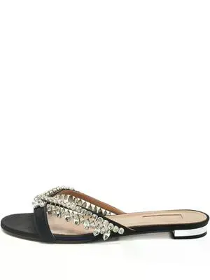AQUAZZURA Crystal Embellished Flat Slides