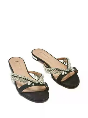AQUAZZURA Crystal Embellished Flat Slides