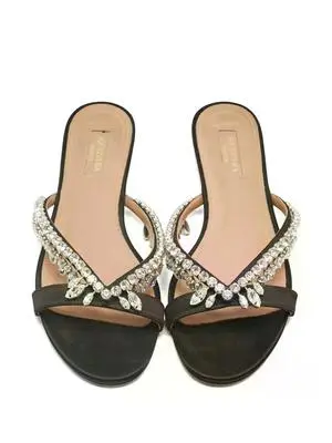AQUAZZURA Crystal Embellished Flat Slides