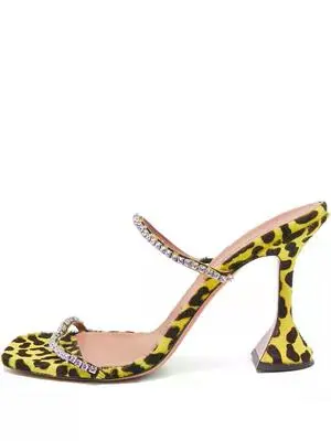 Amina Muaddi 100mm Leopard-print Embellished Sandals - Yellow