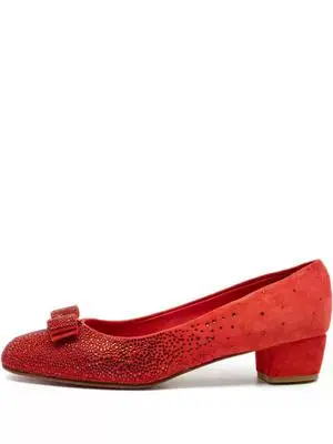 FERRAGAMO Rhinestone-embellished Pumps - Red