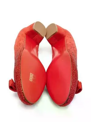 FERRAGAMO Rhinestone-embellished Pumps - Red