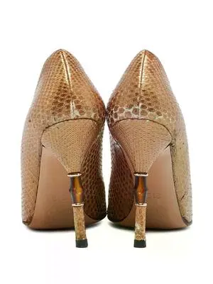 Gucci Snakeskin Leather Pumps With Bamboo Heel