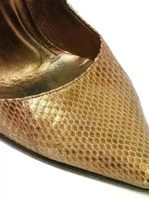 Gucci Snakeskin Leather Pumps With Bamboo Heel