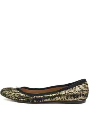 Fendi Metallic Suede Ballet Flats