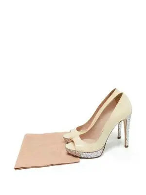 Miu Miu 120mm Patent-leather Glitter Pumps - Neutrals