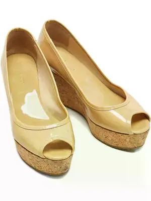 JIMMY CHOO Open-toe Wedge Pumps - Neutrals