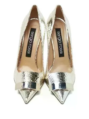 SERGIO ROSSI Croc-embossed Buckle Pumps