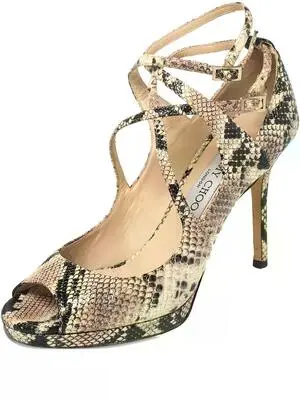JIMMY CHOO Python Embossed Leather Sandals